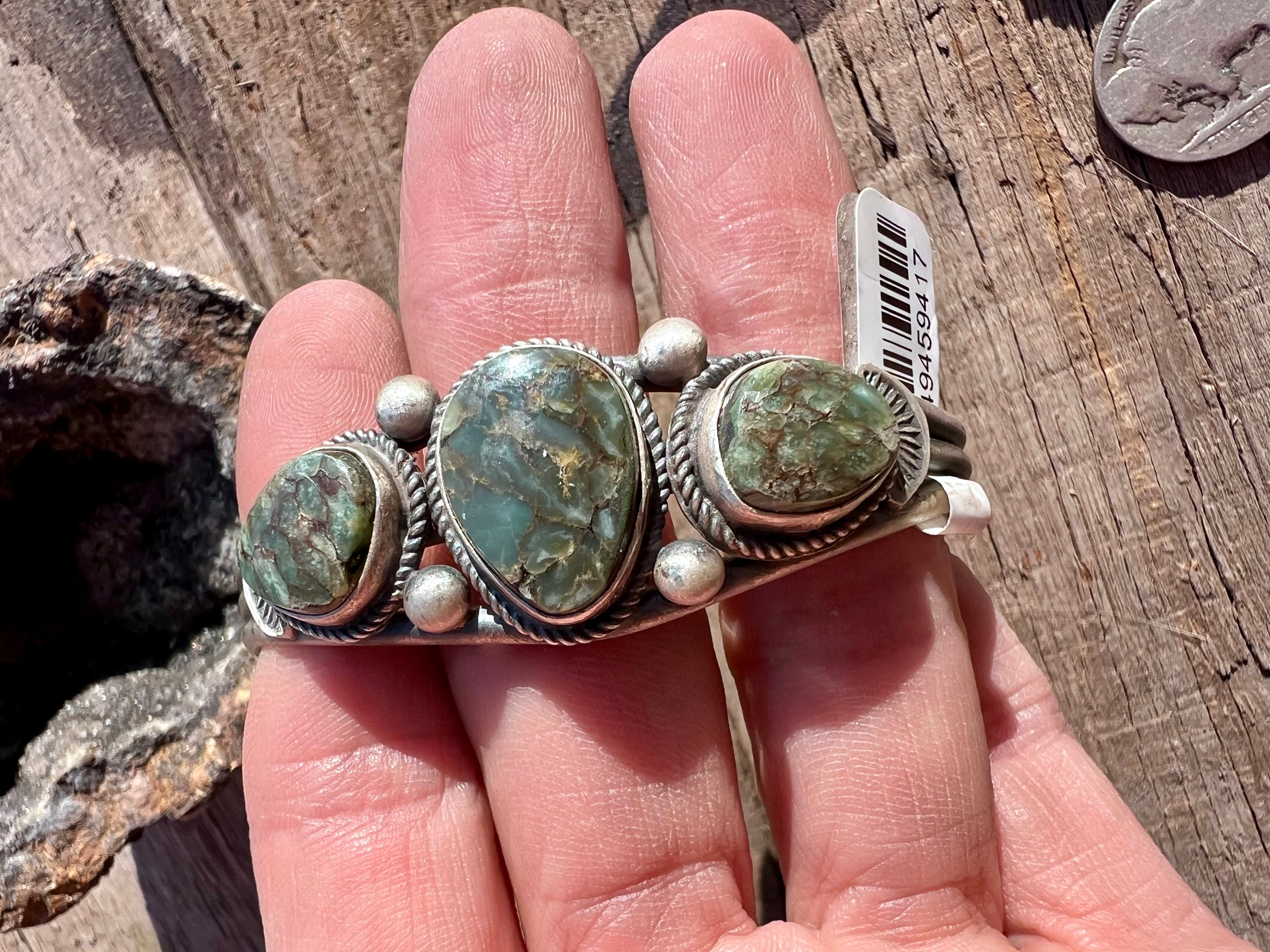 Navajo Handmade by Larose Ganadonegro RARE Damele Variscite Cuff Brace ...