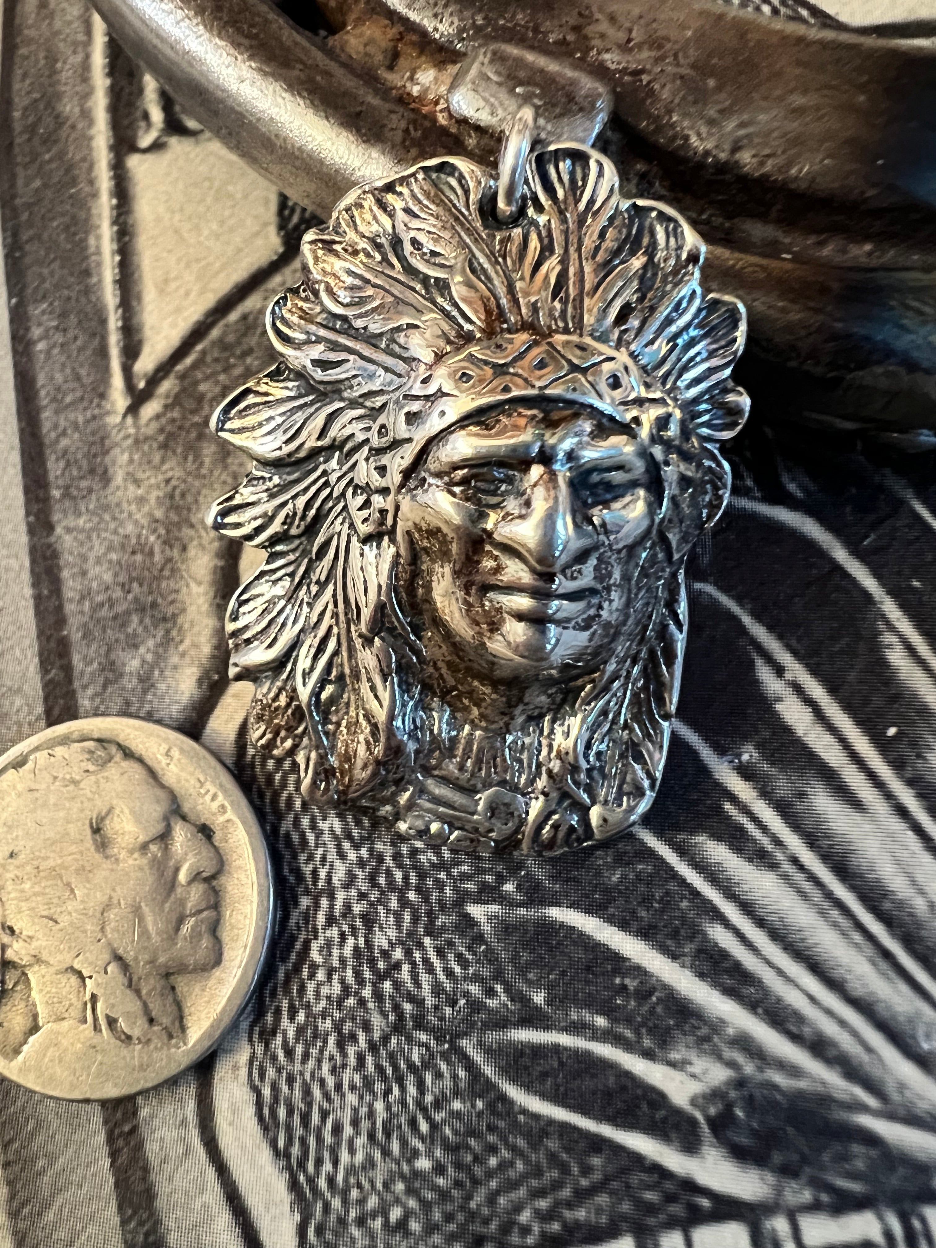 Vintage Sterling Silver Indian Chief Pendant Navajo Handmade – TP ...